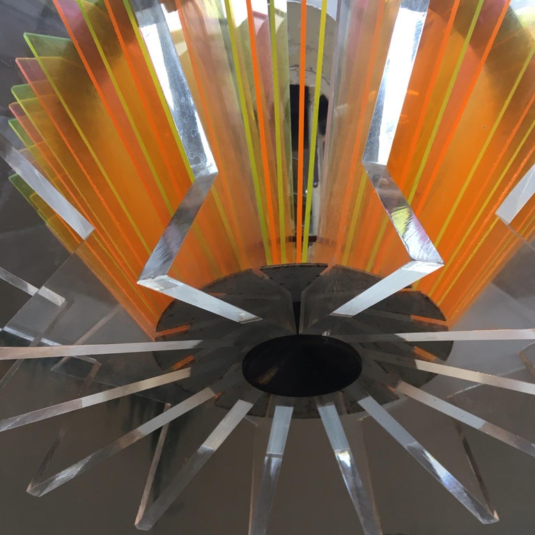 French Plexiglass Geometric Ceiling Lamp, 1980s For Sale at 1stDibs