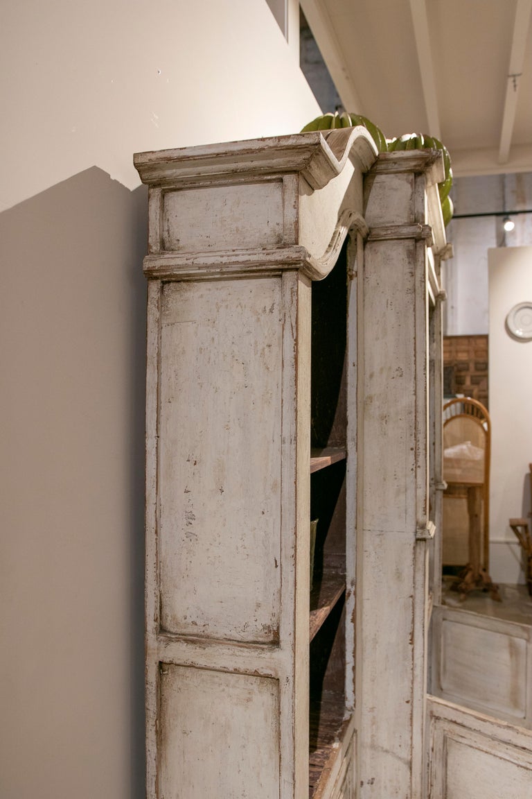 French Polychromed Wooden Bookshelf with Hand-Painted Doors and Shelves ...