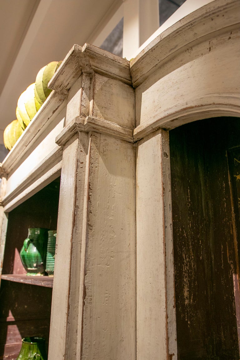 French Polychromed Wooden Bookshelf with Hand-Painted Doors and Shelves ...