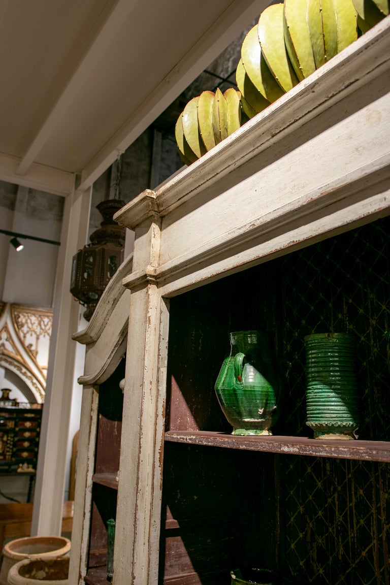 French Polychromed Wooden Bookshelf with Hand-Painted Doors and Shelves ...
