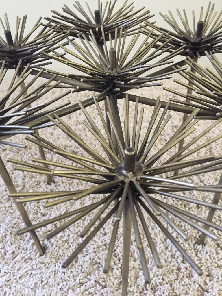 French Pom Pom Bronze Gilt Iron Curtis Jere Style Petite Cocktail Table ...