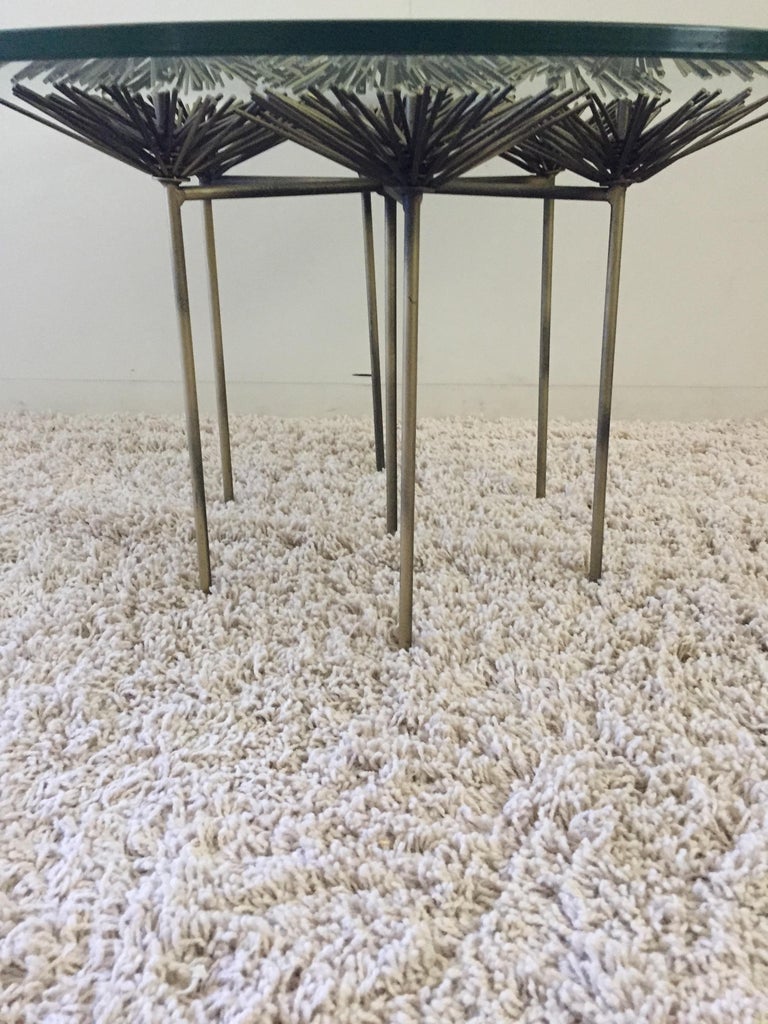 French Pom Pom Bronze Gilt Iron Curtis Jere Style Petite Cocktail Table ...