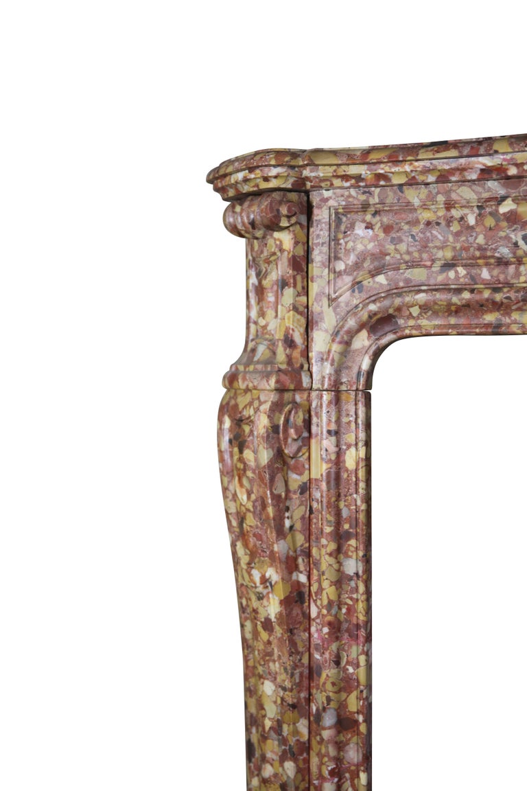 French Pompadour Antique Fireplace Surround in Breche d'aleppe Marble ...