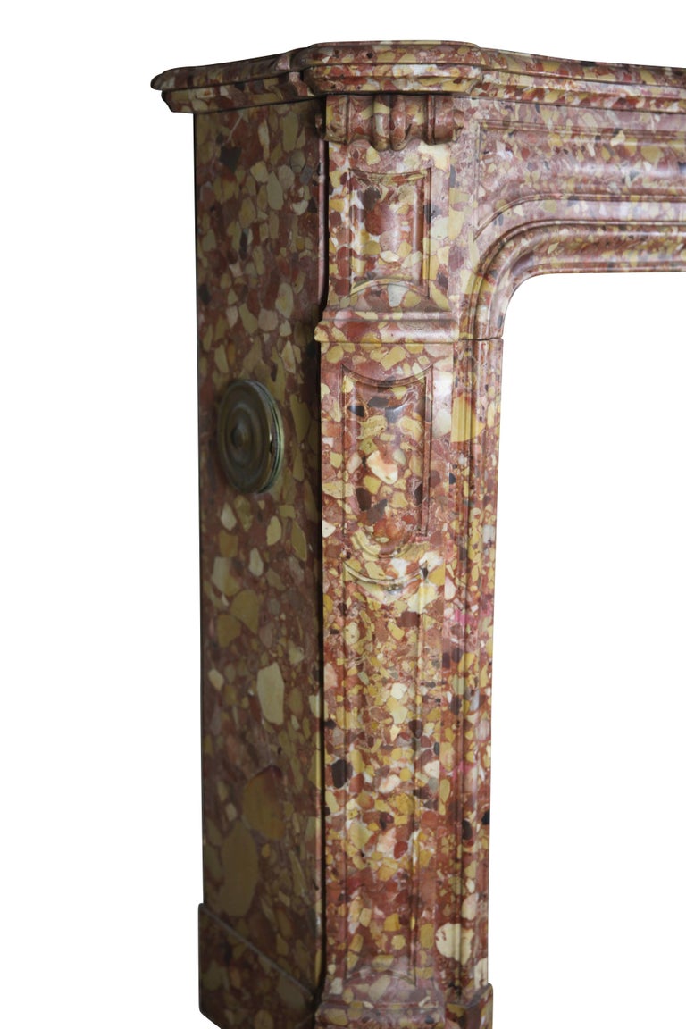 French Pompadour Antique Fireplace Surround in Breche d'aleppe Marble ...