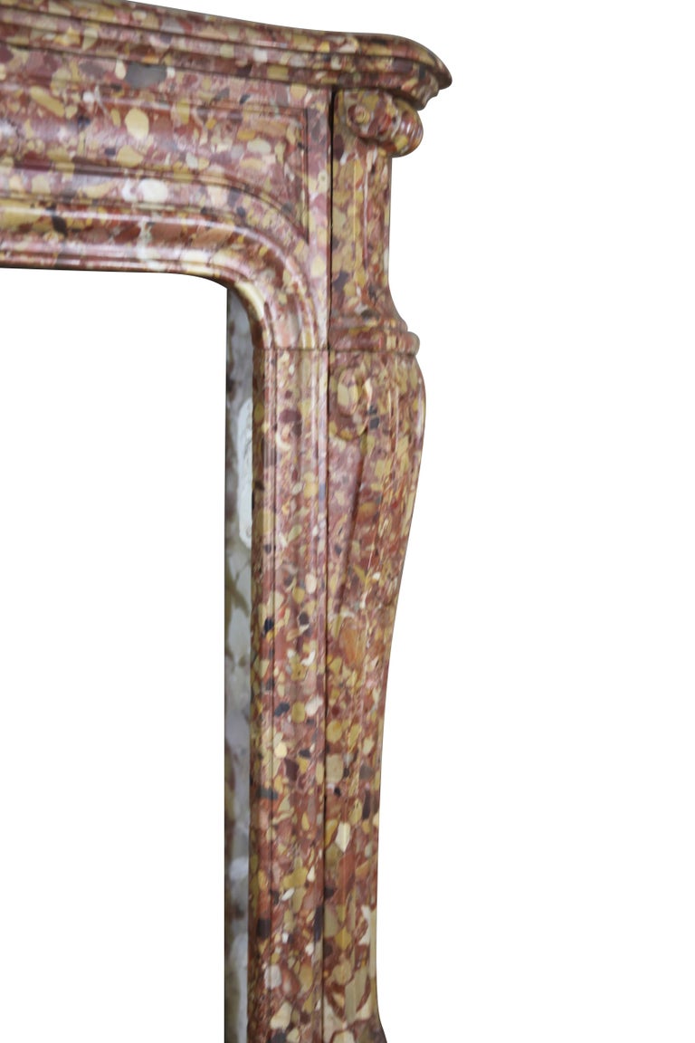 French Pompadour Antique Fireplace Surround in Breche d'aleppe Marble ...