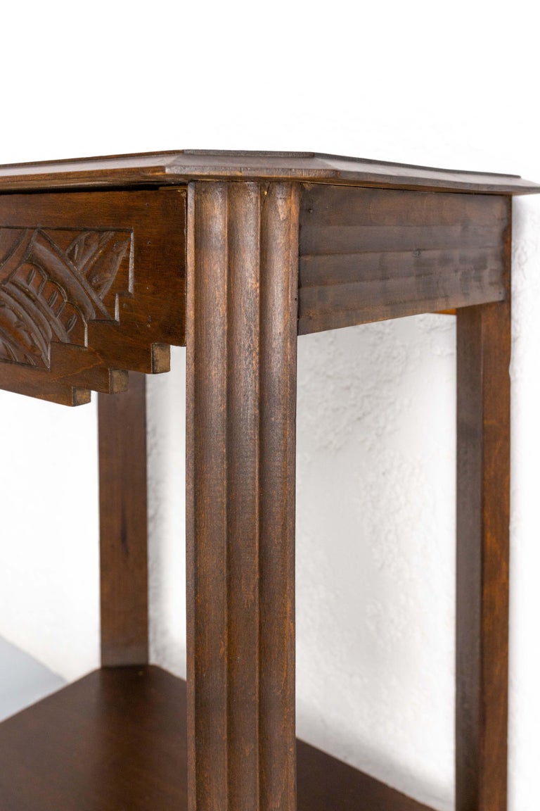 French Poplar Side Table Sellette or Nightstand Art Deco, circa 1930 ...