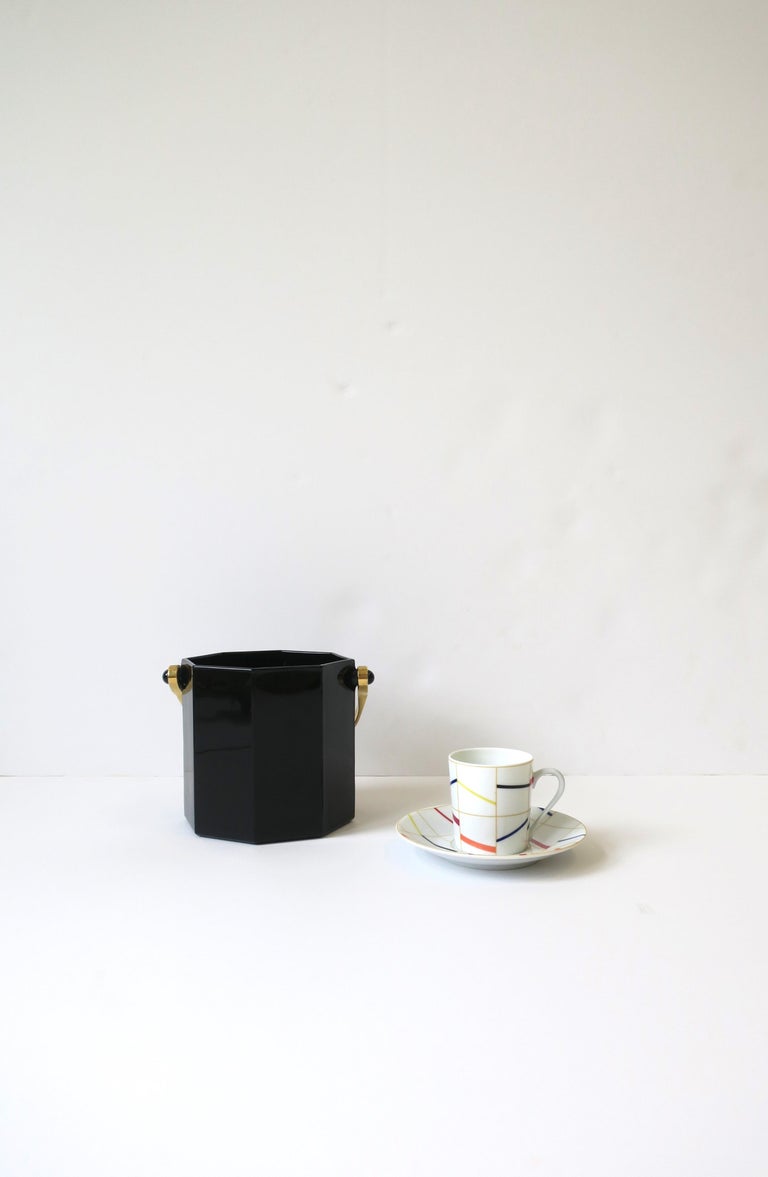 French Porcelain Espresso Coffee or Tea Demitasse Cup Saucer w/Abstract ...