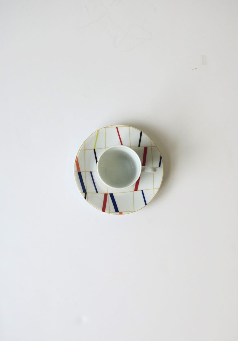 French Porcelain Espresso Coffee or Tea Demitasse Cup Saucer w/Abstract ...