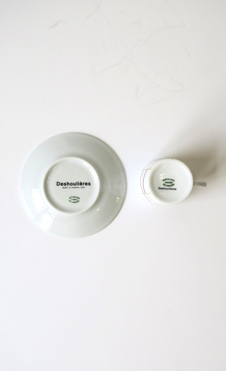 French Porcelain Espresso Coffee or Tea Demitasse Cup Saucer w/Abstract ...