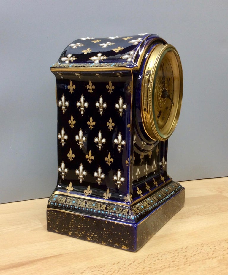 French Porcelain Mantel Clock For Sale at 1stDibs