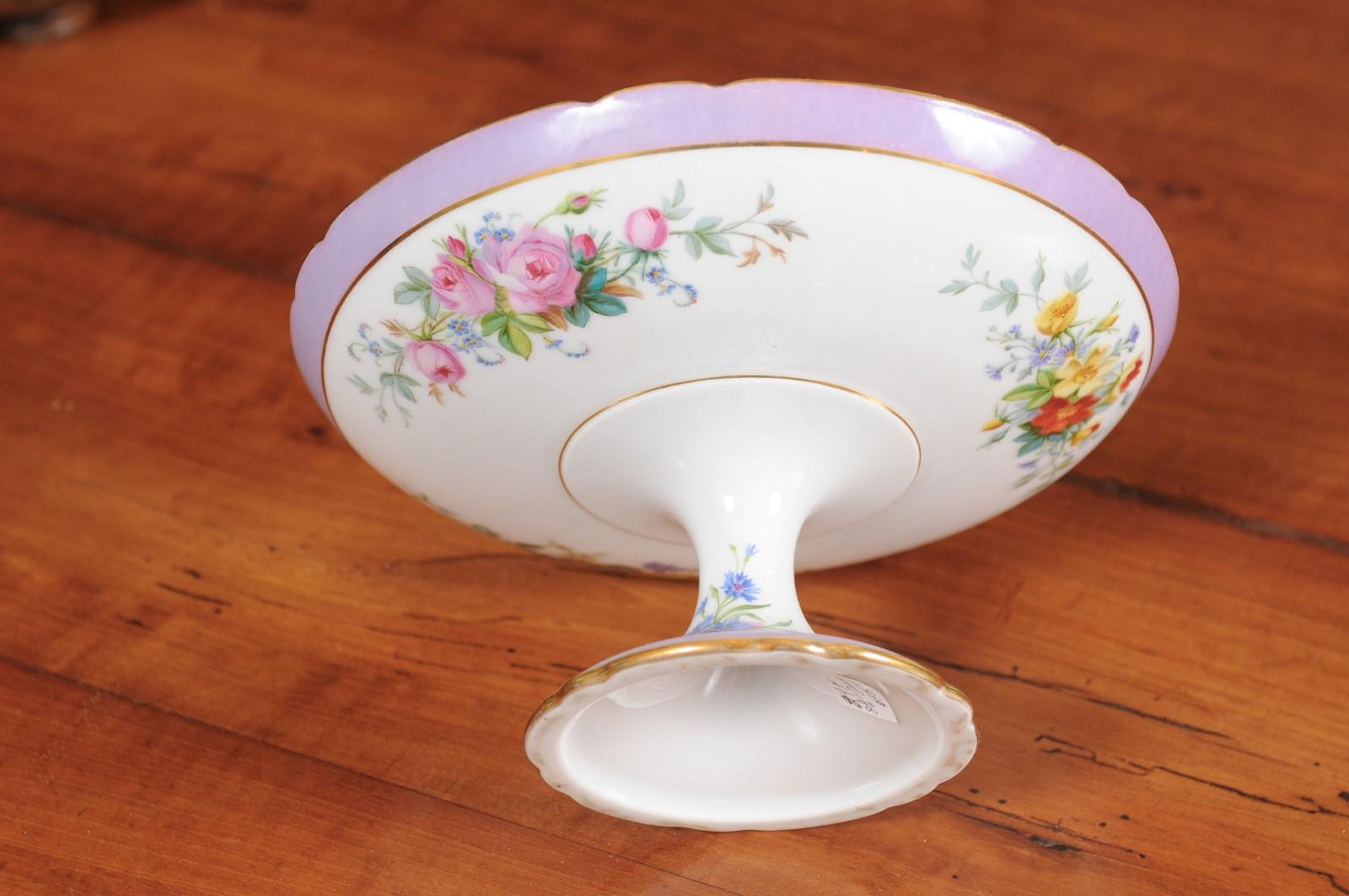 French Porcelaine de Paris Late 19th Century Compote with Floral Décor ...