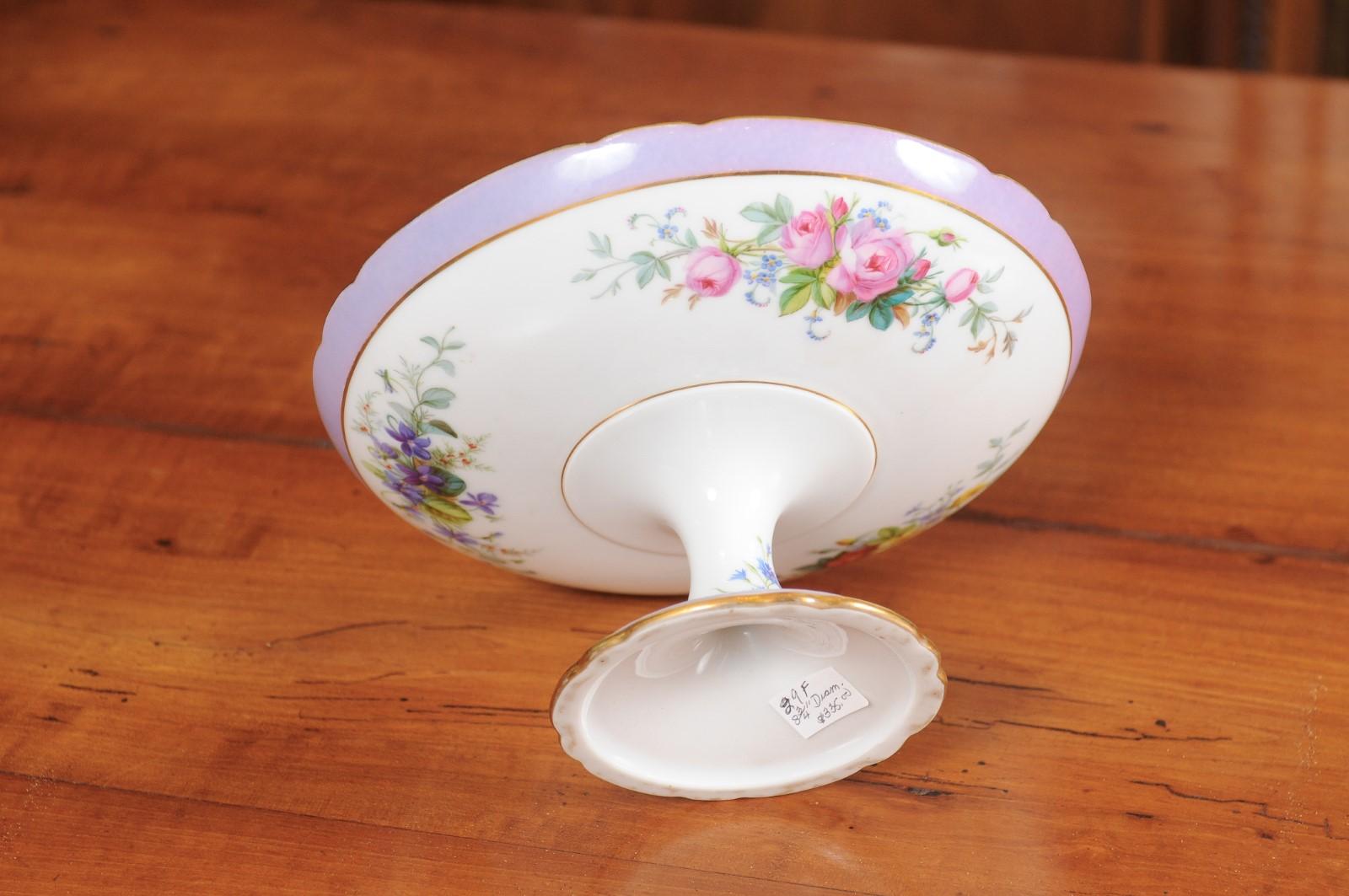 French Porcelaine de Paris Late 19th Century Compote with Floral Décor ...