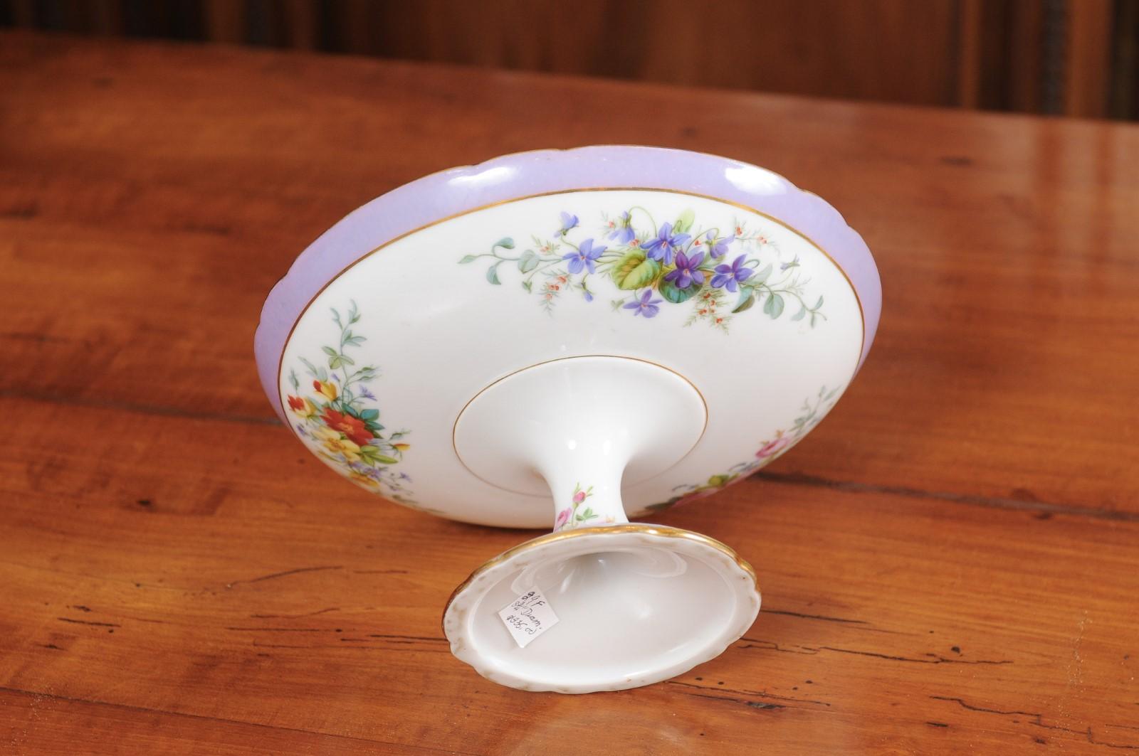 French Porcelaine de Paris Late 19th Century Compote with Floral Décor ...