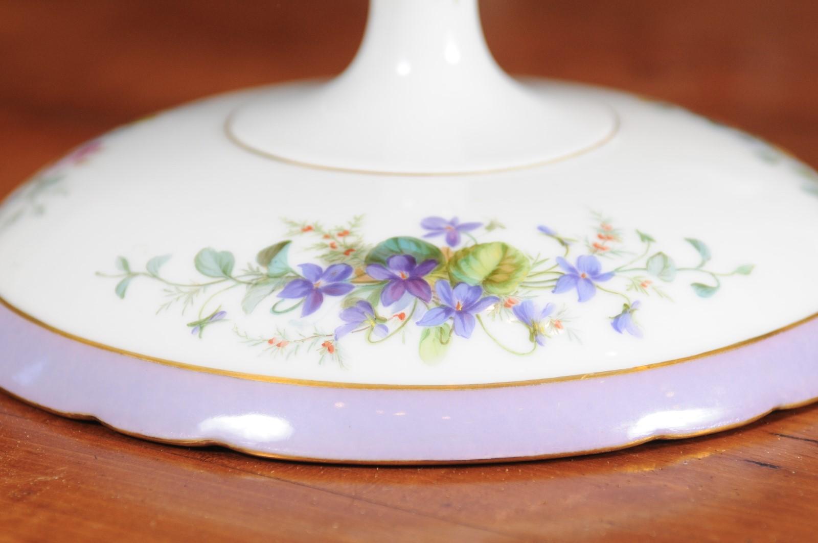 French Porcelaine de Paris Late 19th Century Compote with Floral Décor ...