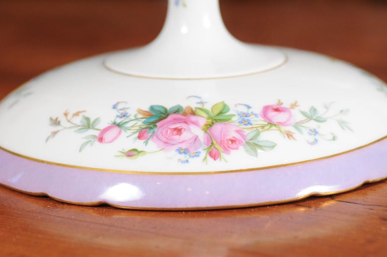 French Porcelaine de Paris Late 19th Century Compote with Floral Décor ...