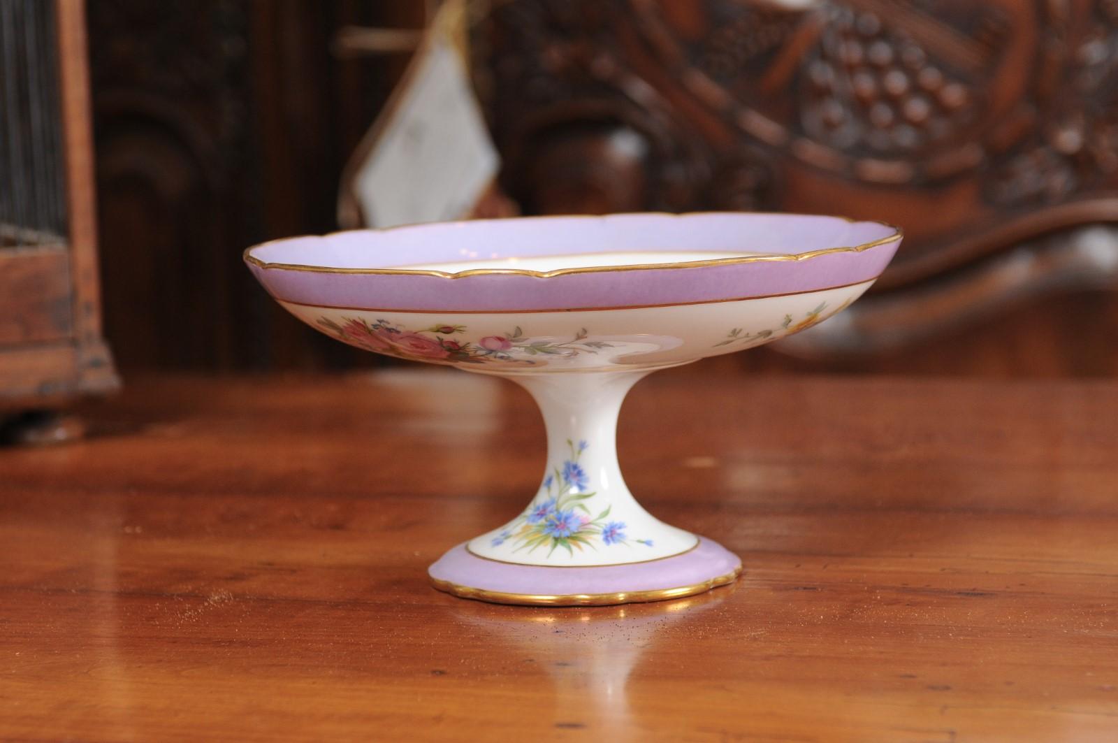 French Porcelaine de Paris Late 19th Century Compote with Floral Décor ...