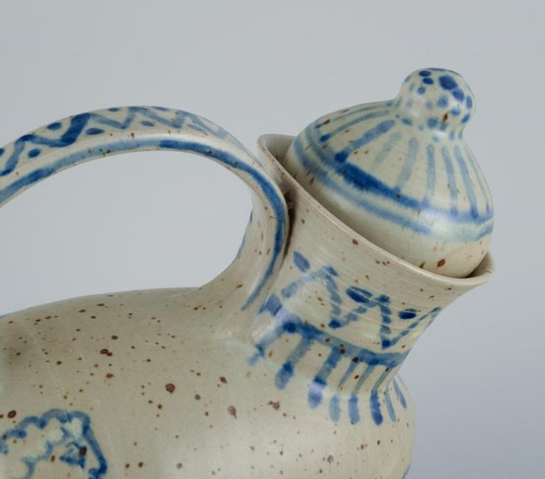 French Potter, Large Unique Ceramic Jug in Greek Style For Sale at 1stDibs
