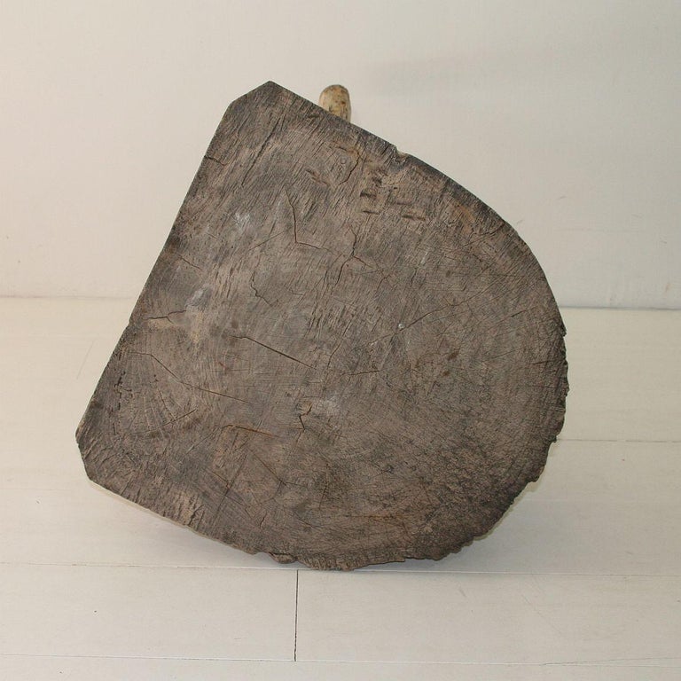 French Primitive 19th Century Weathered Oak Butcher's Block at 1stDibs