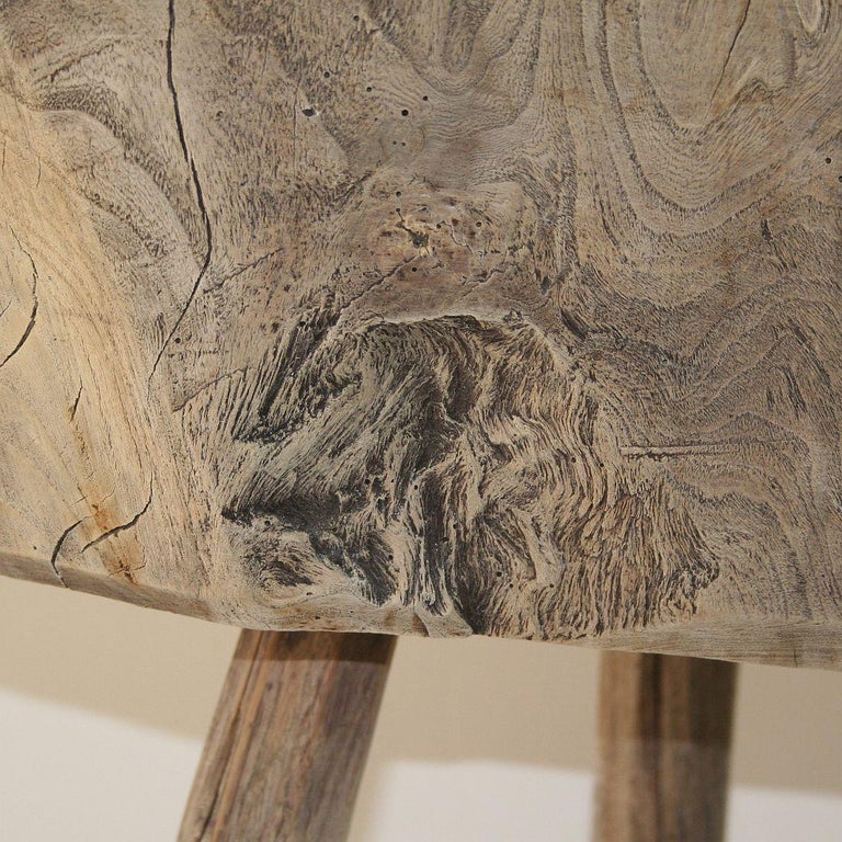 French Primitive 19th Century Weathered Oak Butcher's Block at 1stDibs