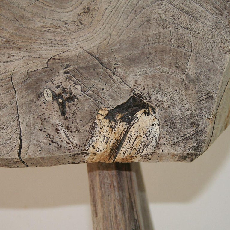 French Primitive 19th Century Weathered Oak Butcher's Block at 1stDibs