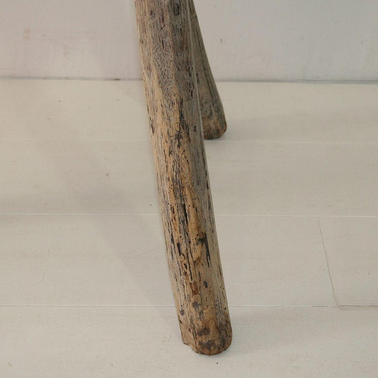 French Primitive 19th Century Weathered Oak Butcher's Block at 1stDibs