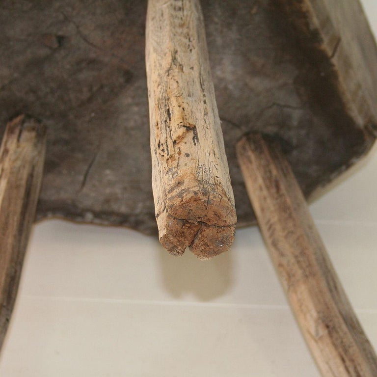 French Primitive 19th Century Weathered Oak Butcher's Block at 1stDibs
