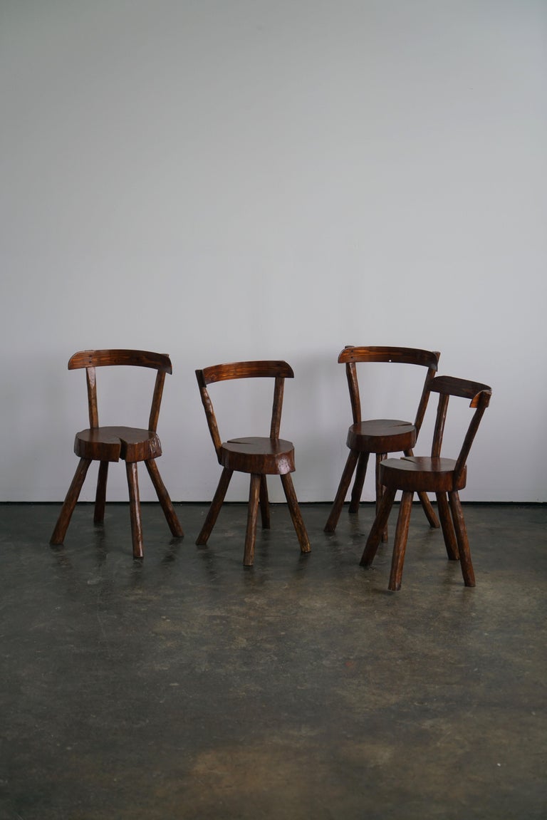 French Rustic style Dining Chairs with slab seats For Sale at 1stDibs