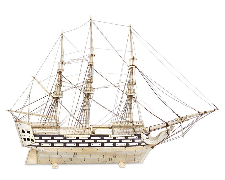 French Prisoner-of-war Bone Ship Model, HMS Victory For Sale at 1stDibs