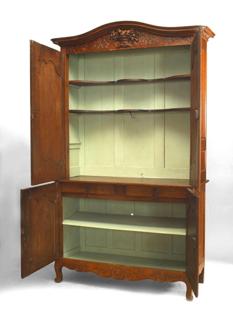 French Provincial 18th Century Carved Oak Cabinet For Sale at 1stDibs
