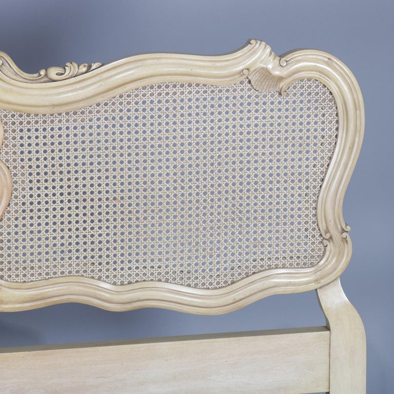 French Provincial Caned and Painted Double Bed Frame by John Widdicomb ...