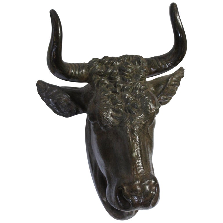 Wall Mounted Cast Iron Bull Head at 1stDibs