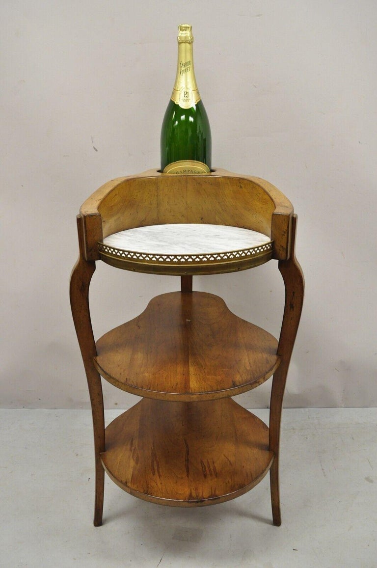 French Provincial Country Biedermeier Cherry Marble Side Table Ice ...