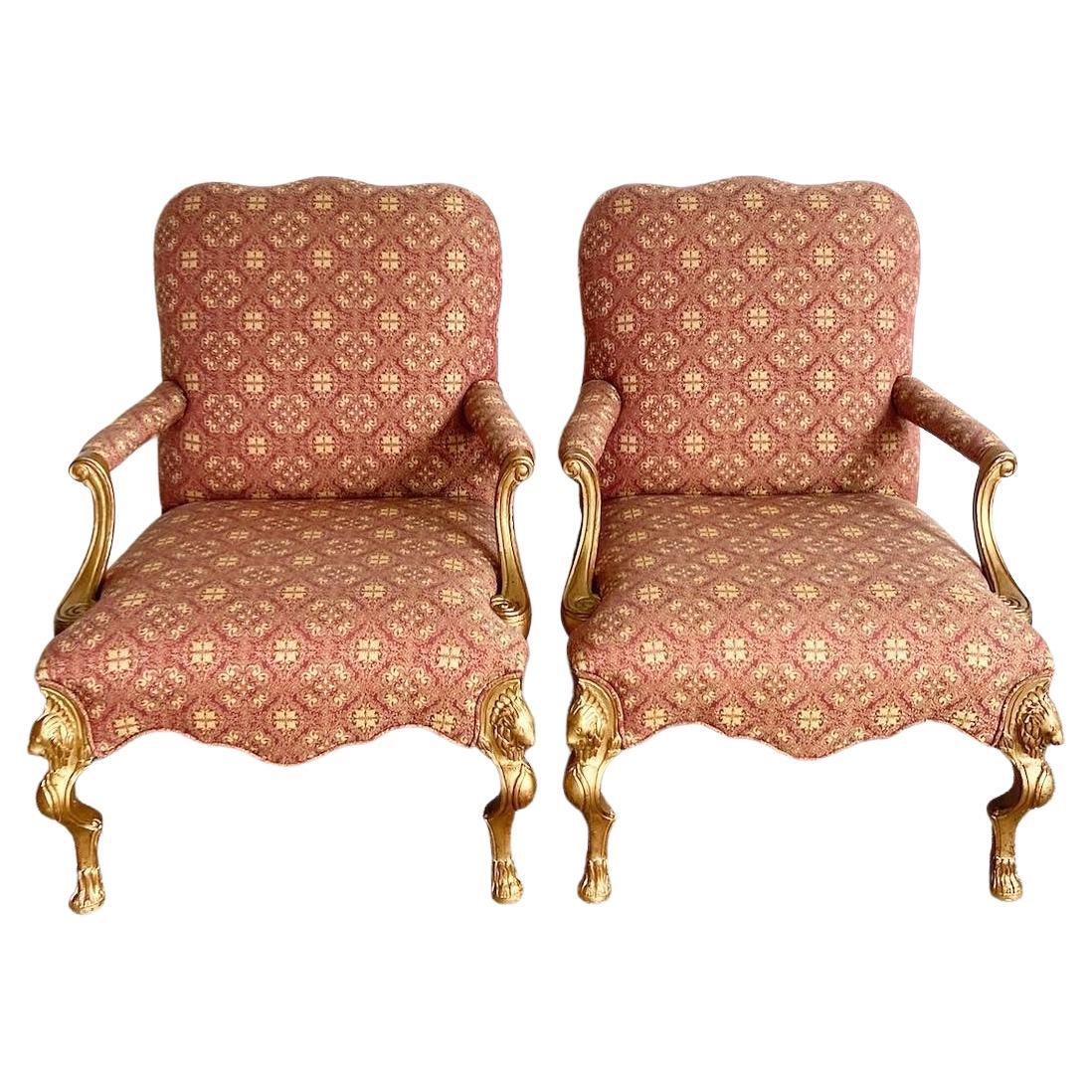Victorian Style Carved Wingback Chair With Ottoman For Sale at 1stDibs