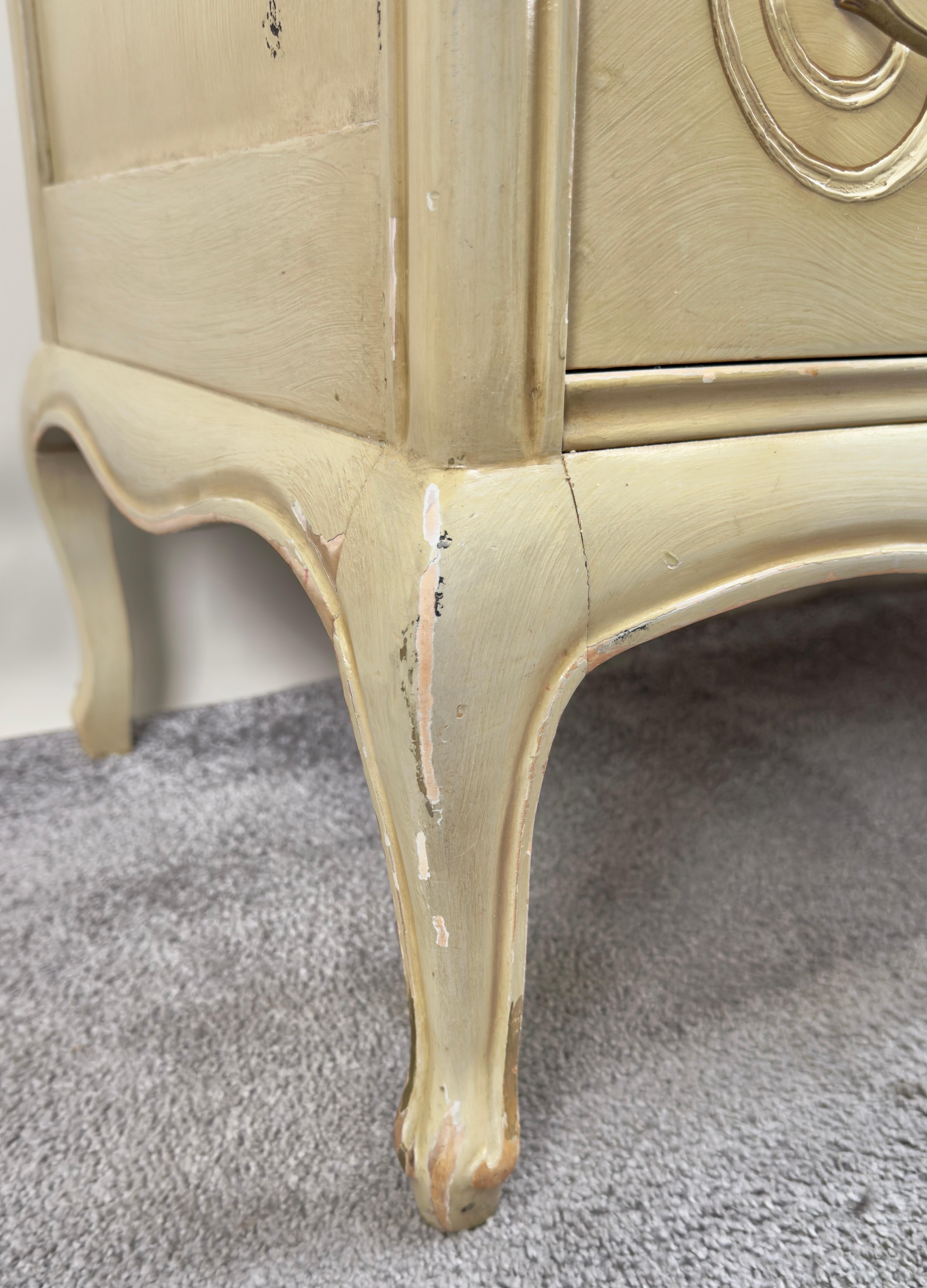 French Provincial Hand Painted Commode or Chest of Drawers with Floral ...