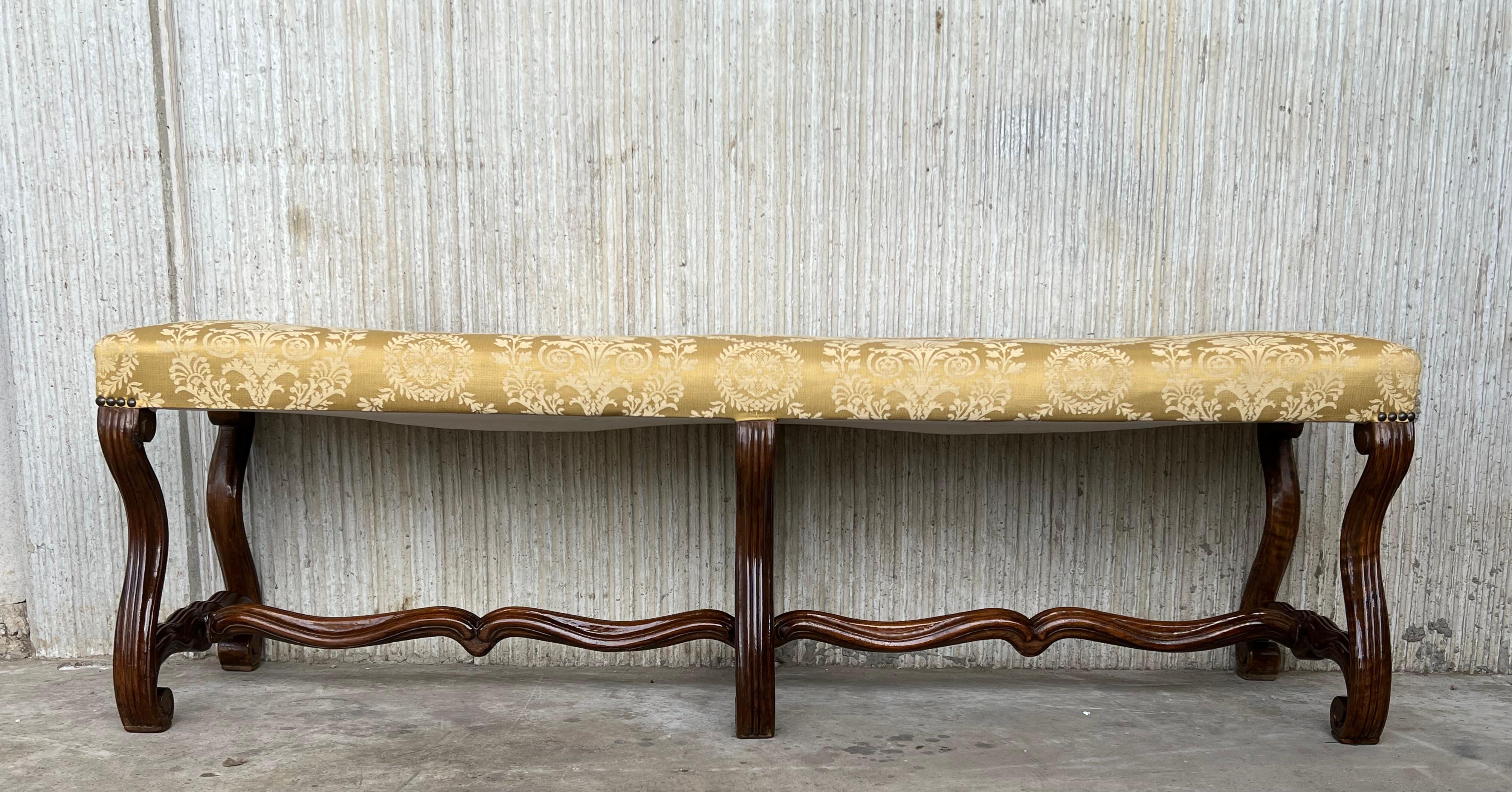 French Provincial Louis XV Style Carved Walnut Upholstered Lyre Leg ...