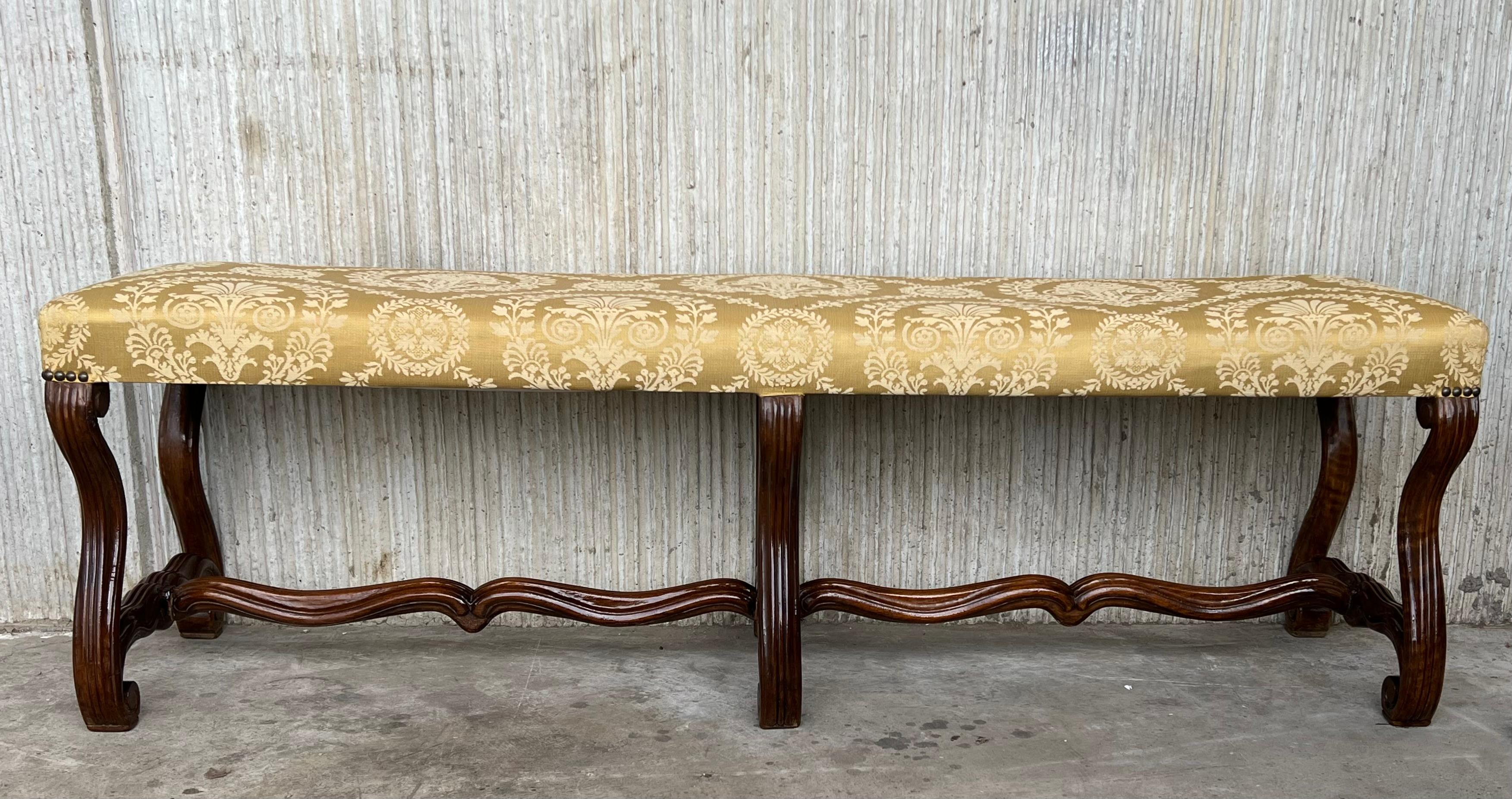 French Provincial Louis XV Style Carved Walnut Upholstered Lyre Leg ...