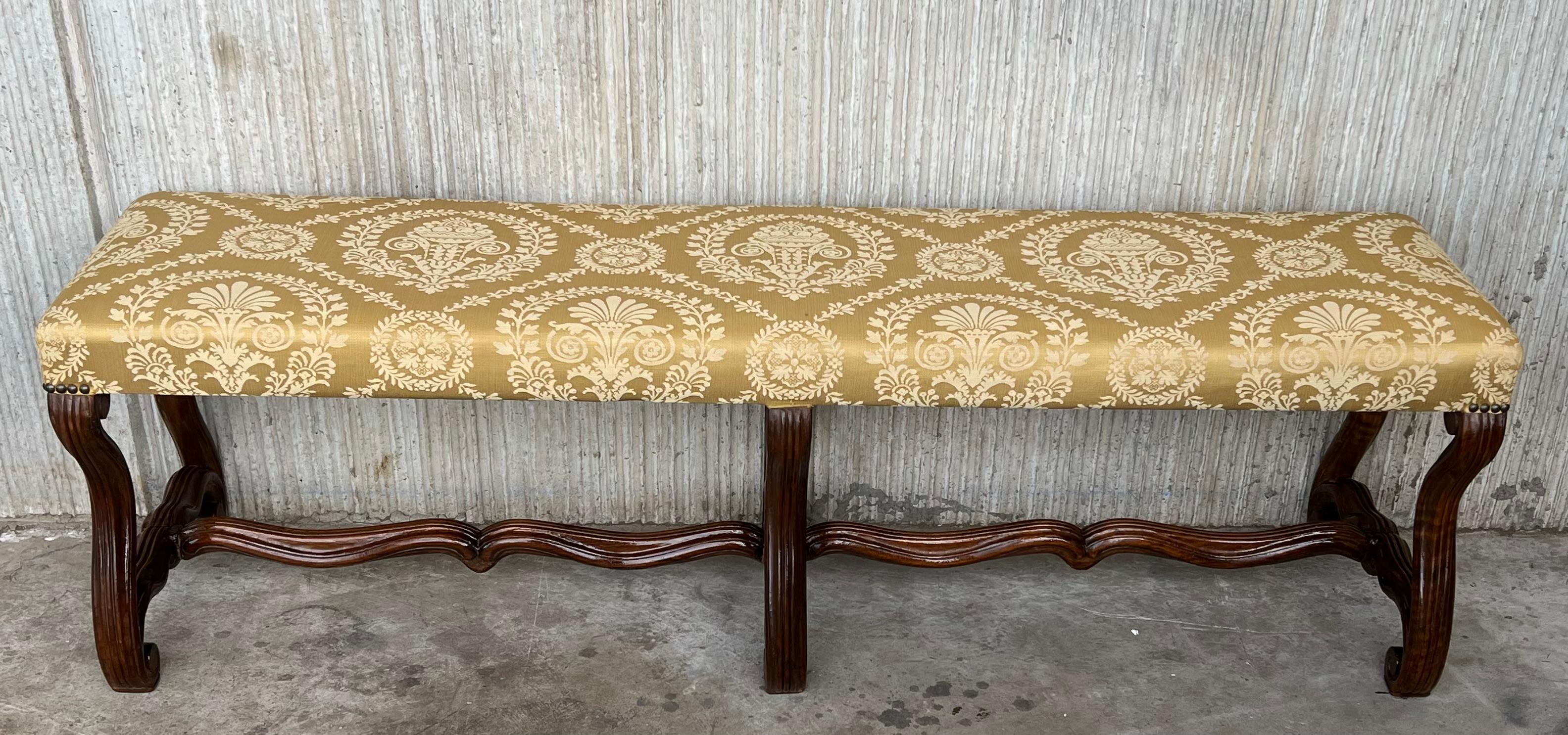 French Provincial Louis XV Style Carved Walnut Upholstered Lyre Leg ...