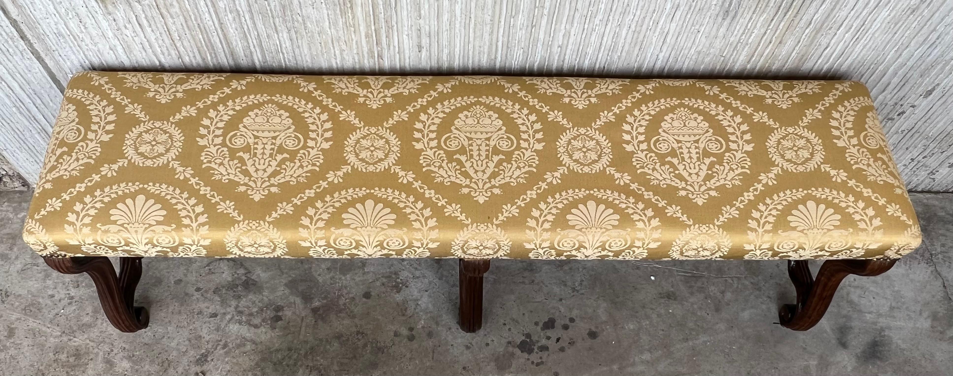 French Provincial Louis XV Style Carved Walnut Upholstered Lyre Leg ...