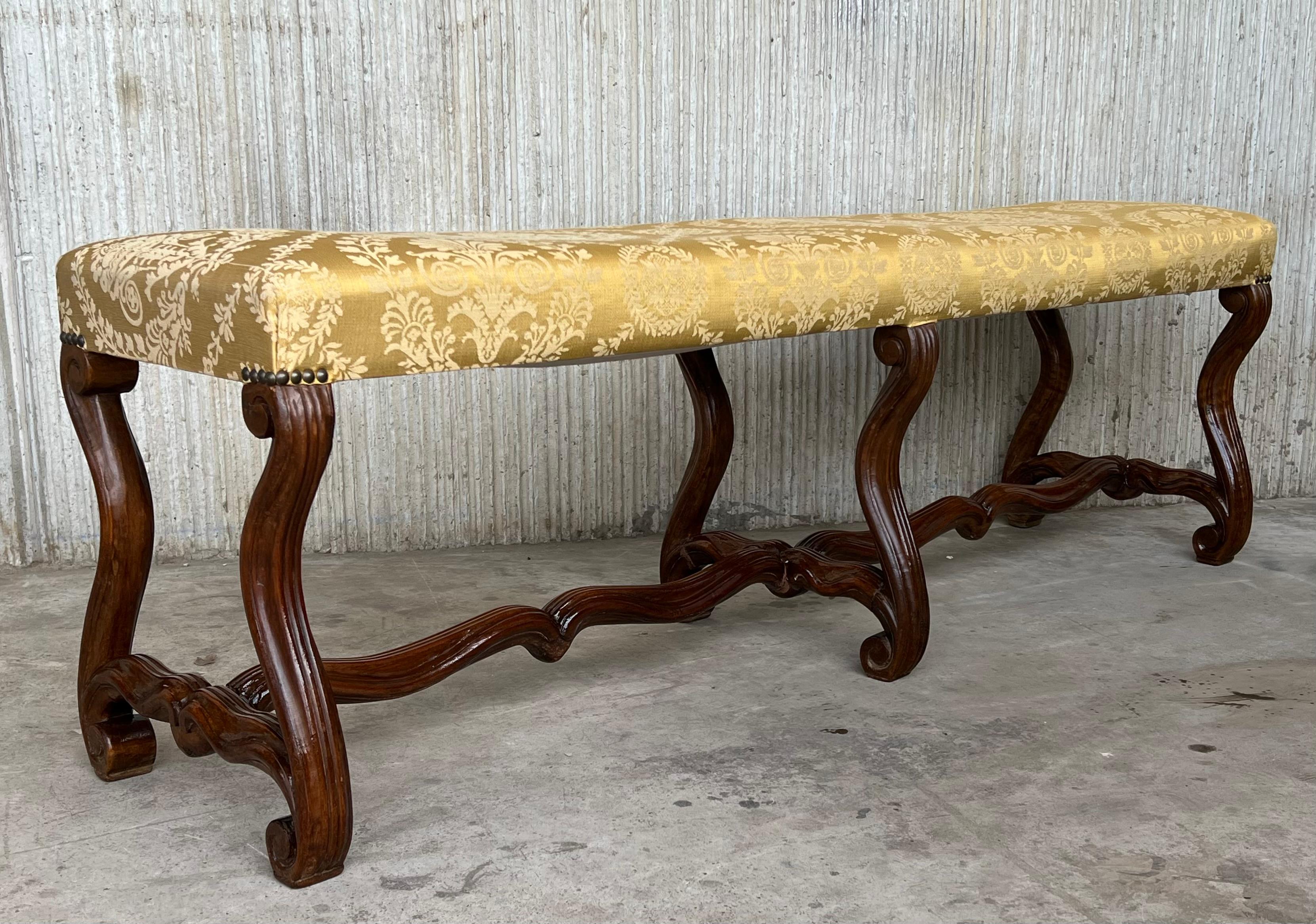 French Provincial Louis XV Style Carved Walnut Upholstered Lyre Leg ...