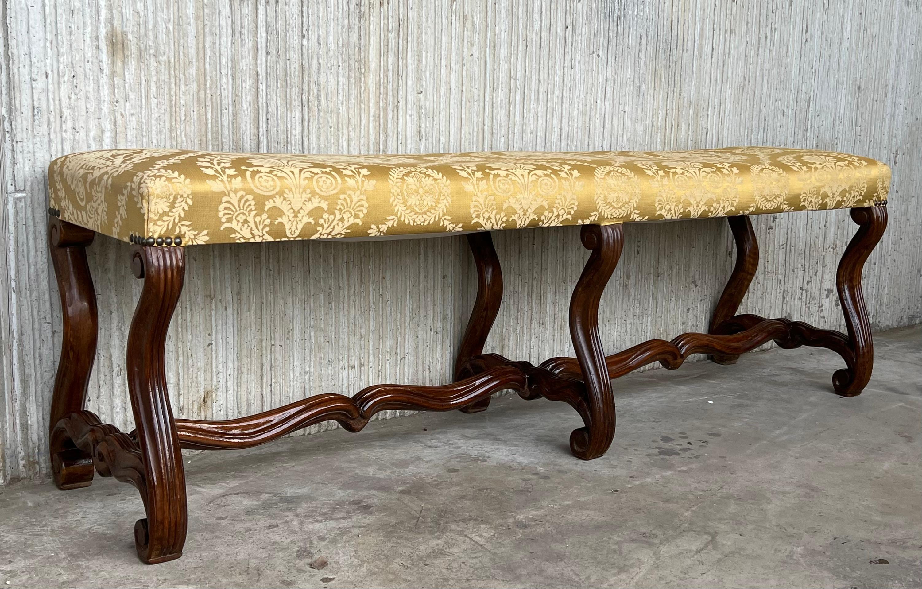 French Provincial Louis XV Style Carved Walnut Upholstered Lyre Leg ...