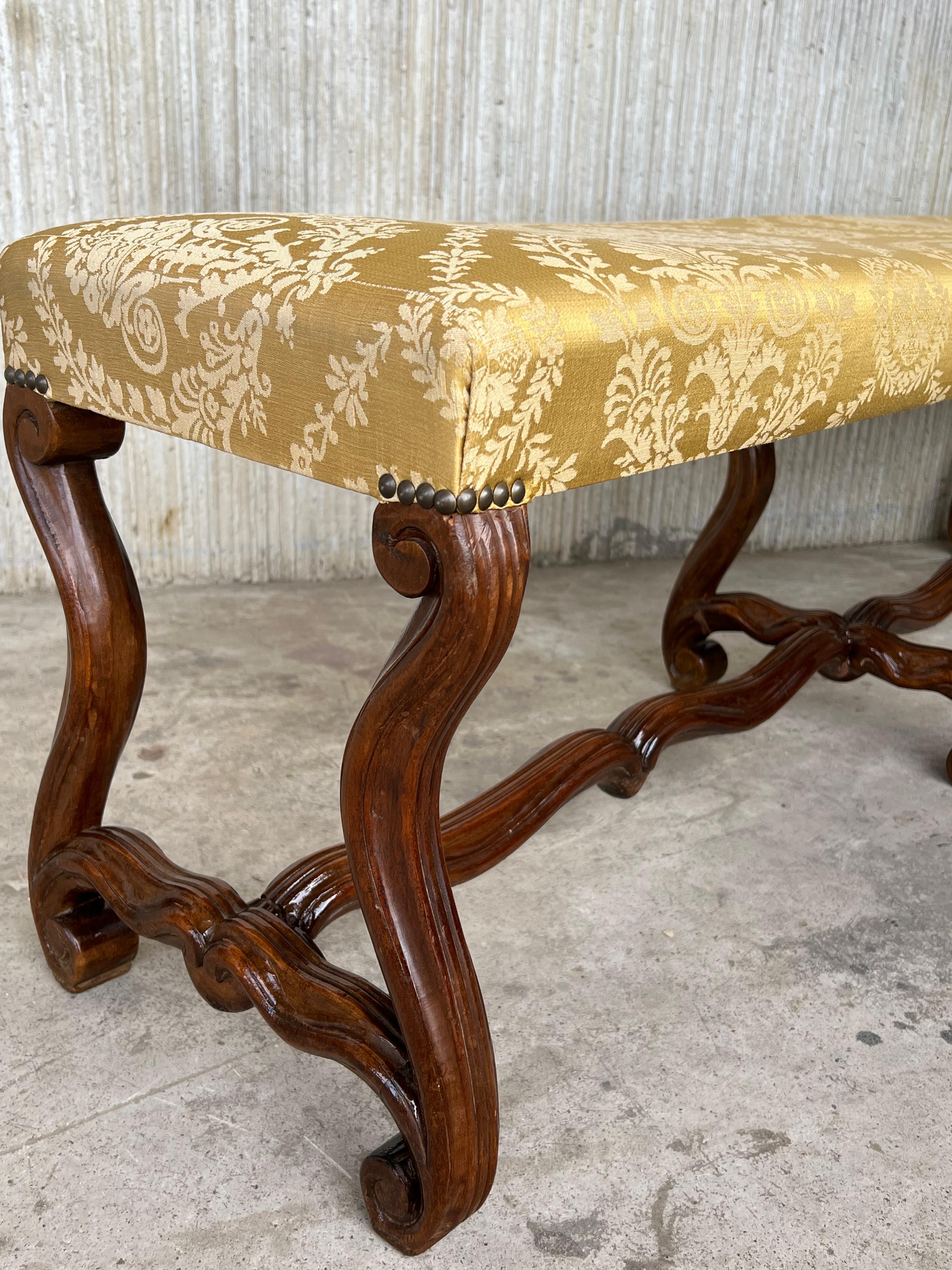 French Provincial Louis XV Style Carved Walnut Upholstered Lyre Leg ...