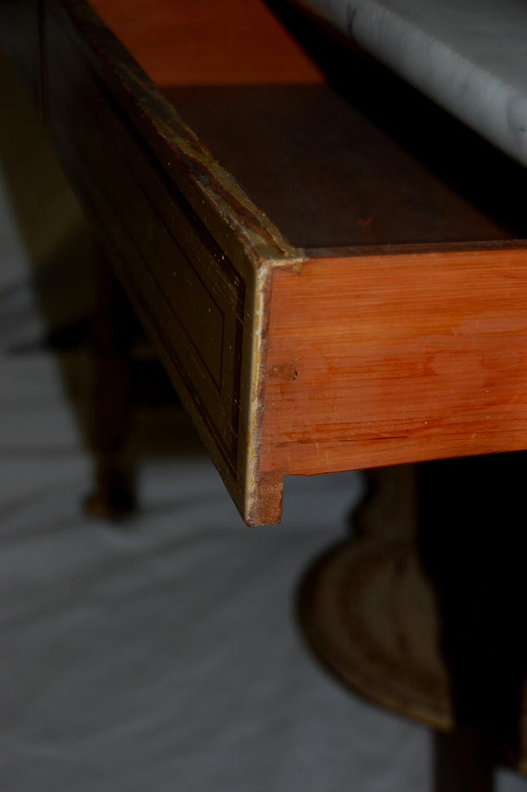 French Provincial Marble Top Two-Drawer Server with Original Decoration ...