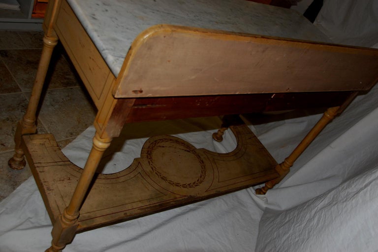 French Provincial Marble Top Two-Drawer Server with Original Decoration ...