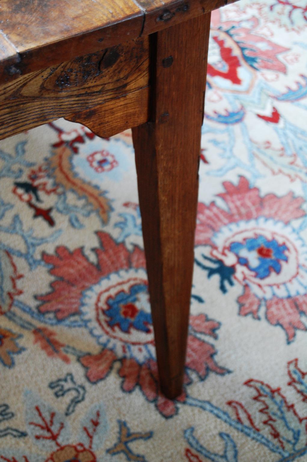 French Provincial Oak Farmhouse Table, Tapered Legs, circa 1820 at 1stDibs