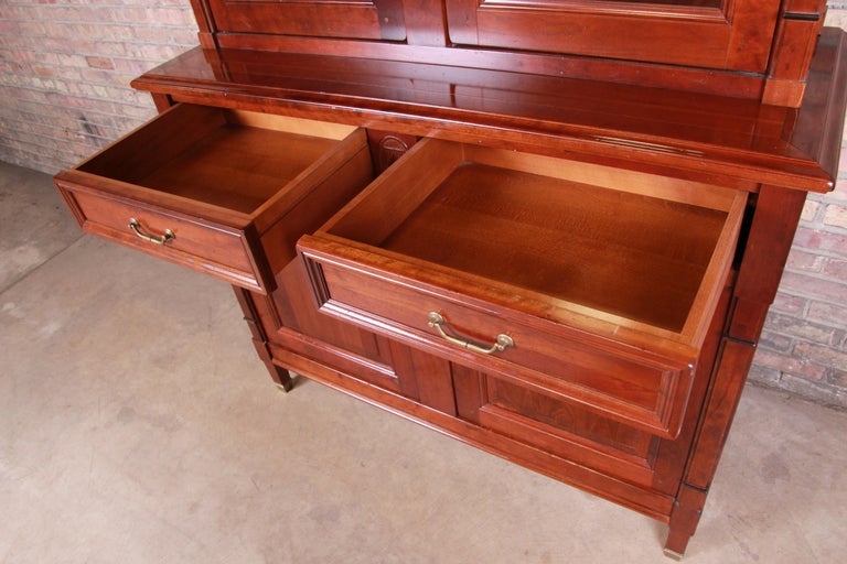 French Provincial Solid Cherry Breakfront Bookcase or Bar Cabinet by ...