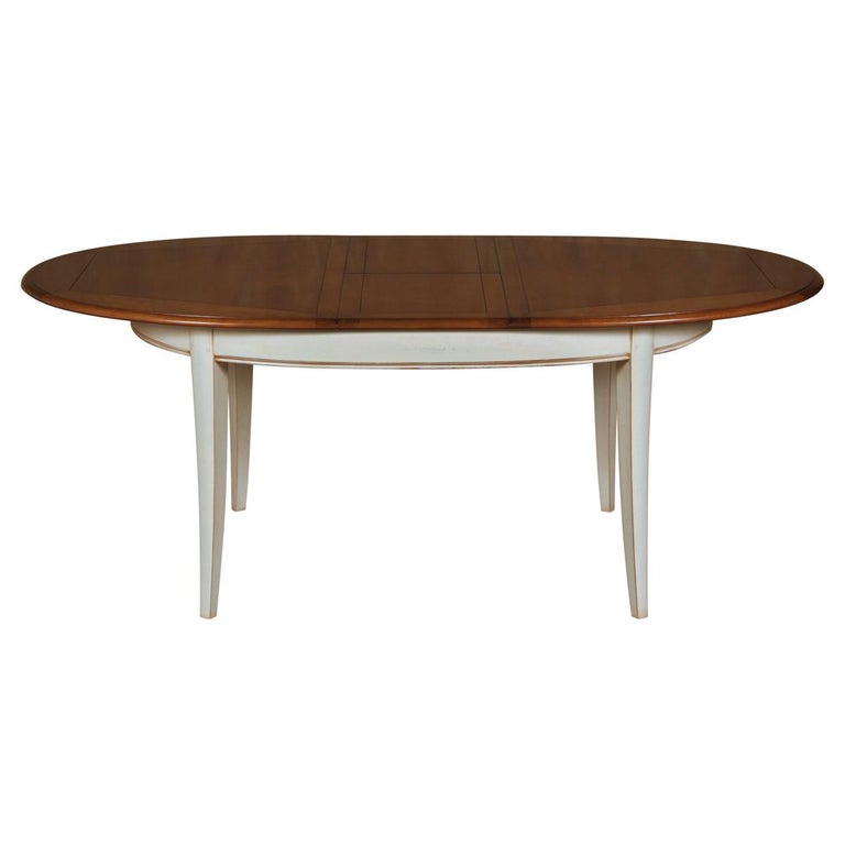 French Provincial Style Extensible Oval Table with a Light White Cream ...