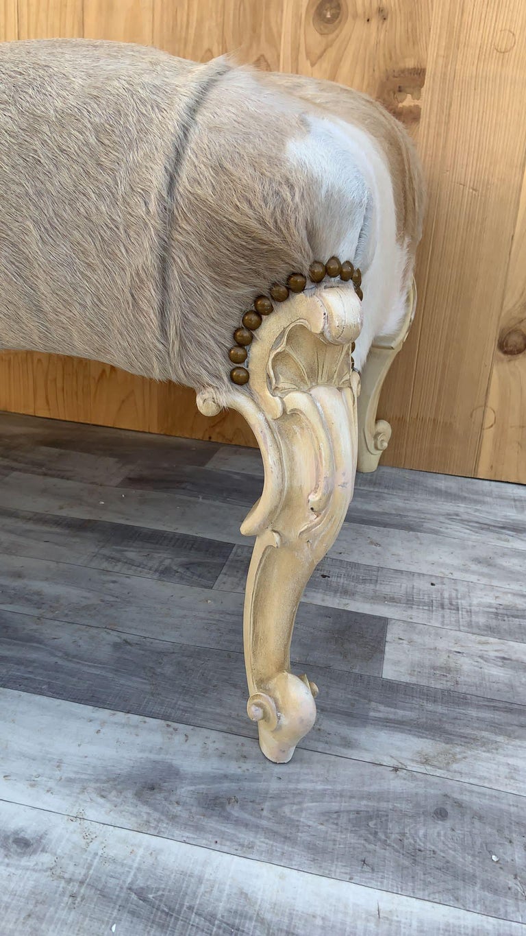 French Provincial Style Ottoman with Hand Carved Cabriole Legs Newly ...