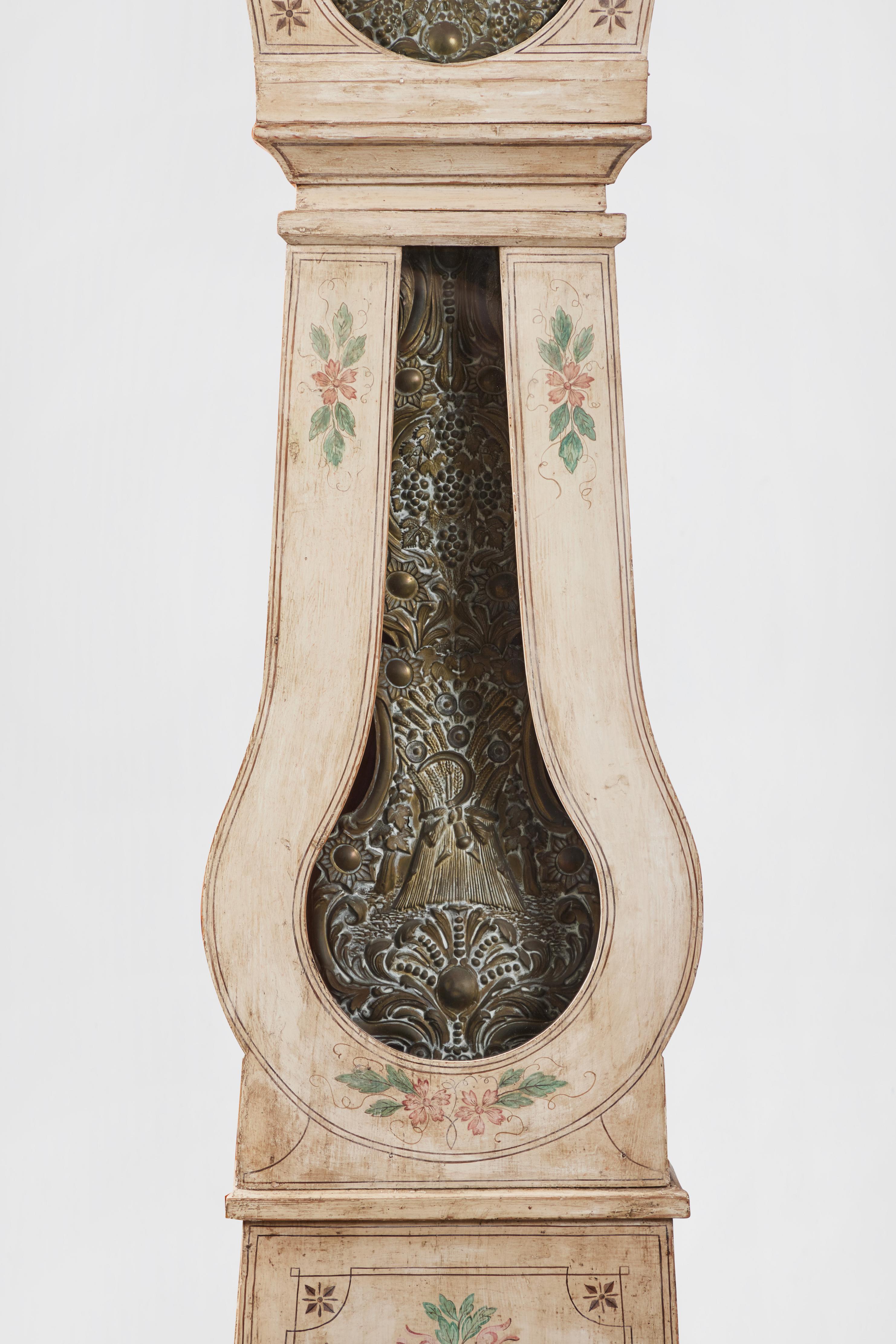 French Provincial Style Painted White Oak Grandfather Clock For Sale at ...