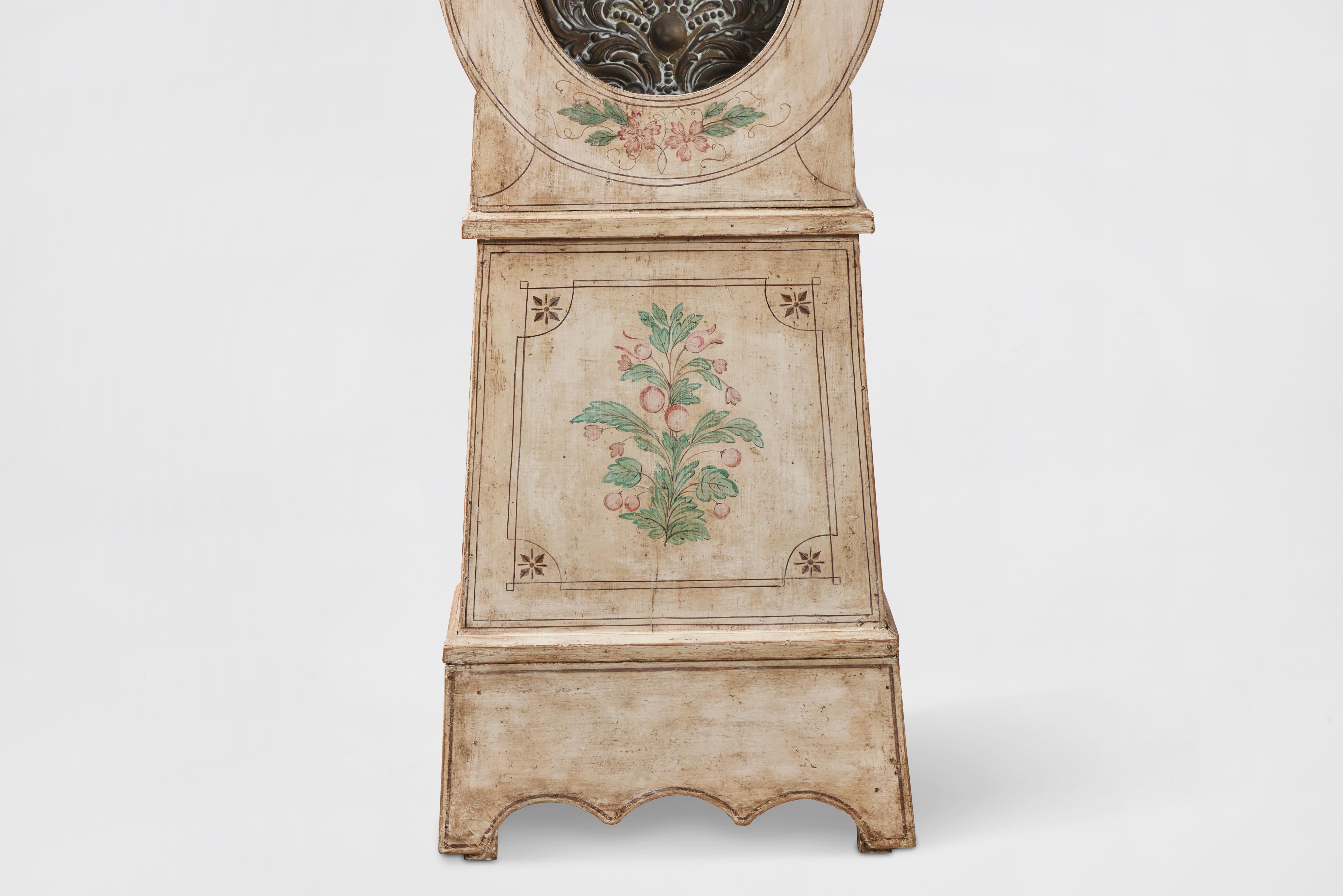 French Provincial Style Painted White Oak Grandfather Clock For Sale at ...