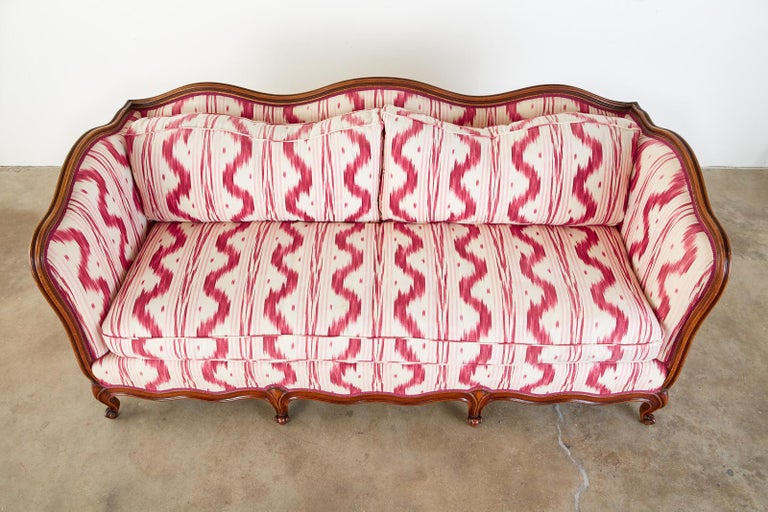 French Provincial Serpentine Canape Settee Pierre Frey Toile Ikat at ...